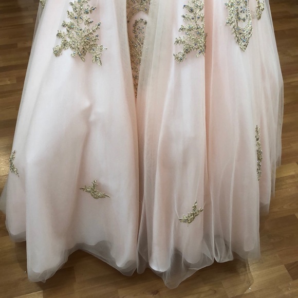 Chicas | Dresses | Rose Prom Dress With Multi Color Rhinestones | Poshmark